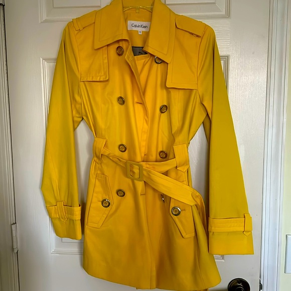 Calvin Klein | Jackets & Coats | Yellow Trench Coat | Poshmark